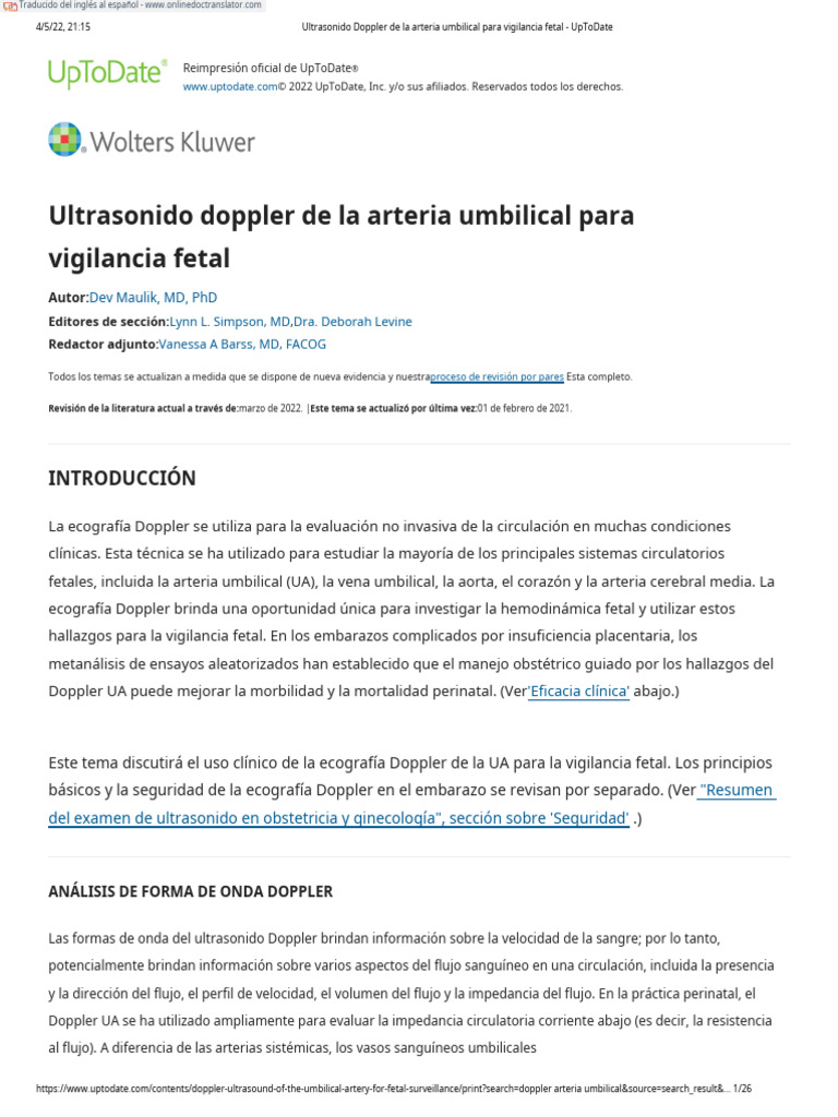 Doppler Ultrasound of The Umbilical Artery For Fetal Surveillance ...