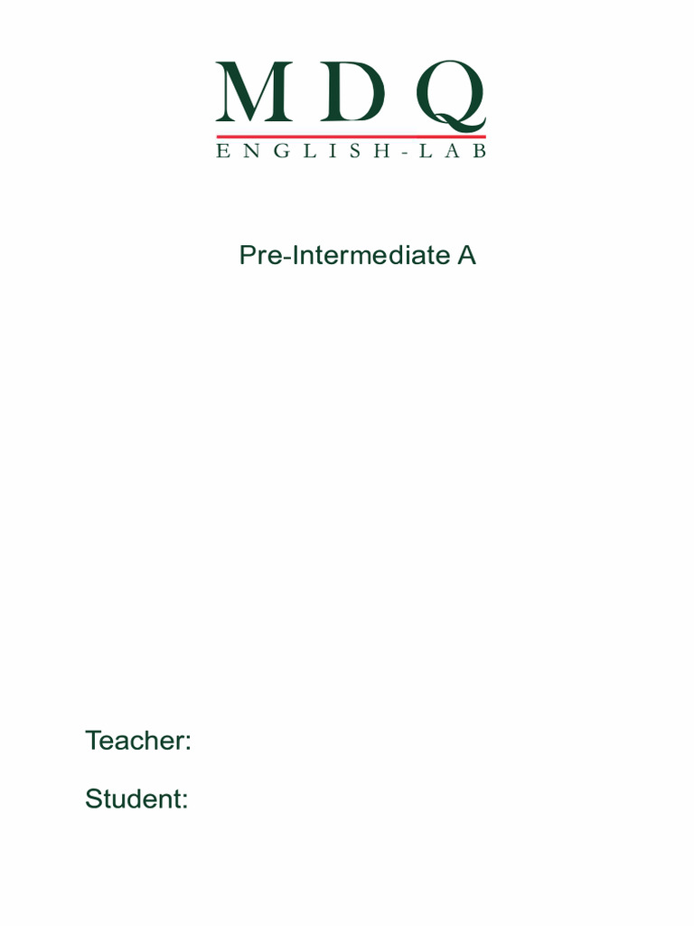 Pre-Intermediate A - Booklet 2022 | PDF