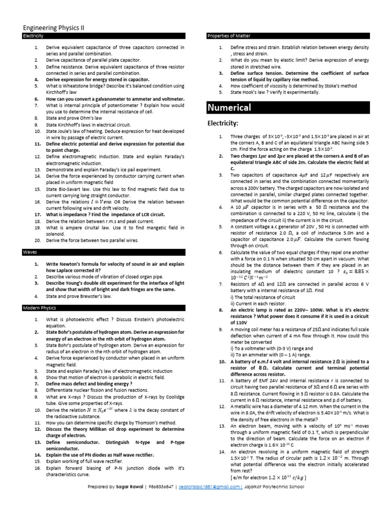 Physics Practice Question | PDF