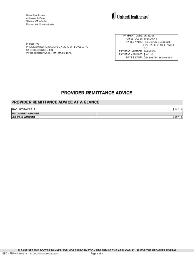 Provider Remittance Advice at A Glance | PDF