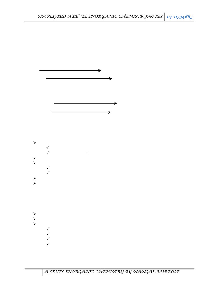 Uace Inorganic Chemistry Notes | PDF | Redox | Science & Mathematics