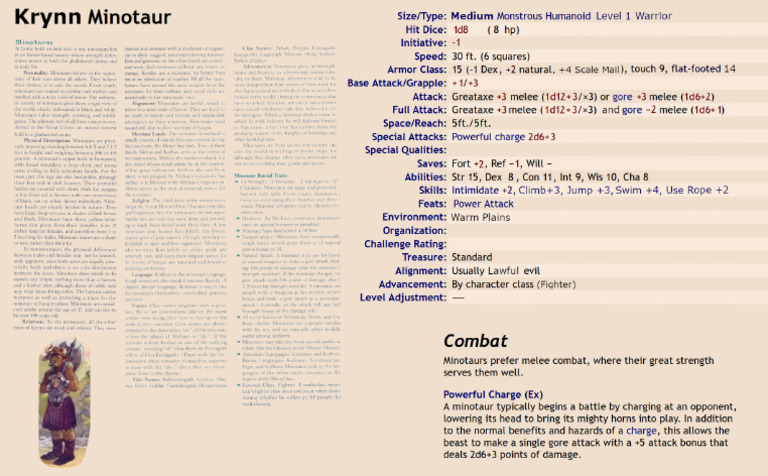 Krynn Minotaur Warrior | PDF