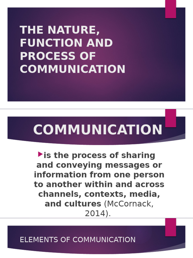 The Nature Function and Process of Communication 1 | PDF