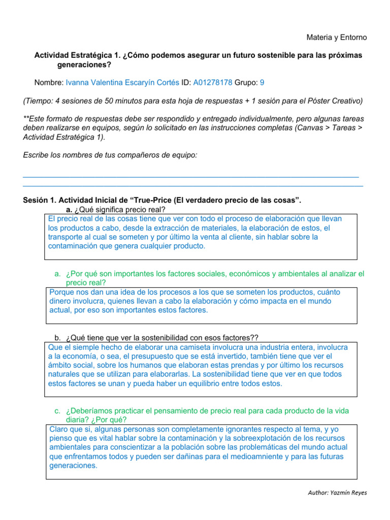 Module 1 - Actividad Estrategica - Hoja de Respuestas-1 | PDF | Sustentabilidad | Crecimiento ...