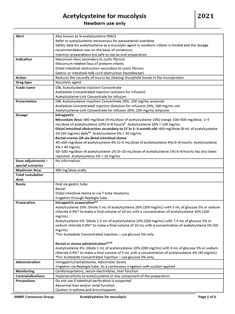 Acetylcysteine For Mucolysis 18032021 2.0 | PDF
