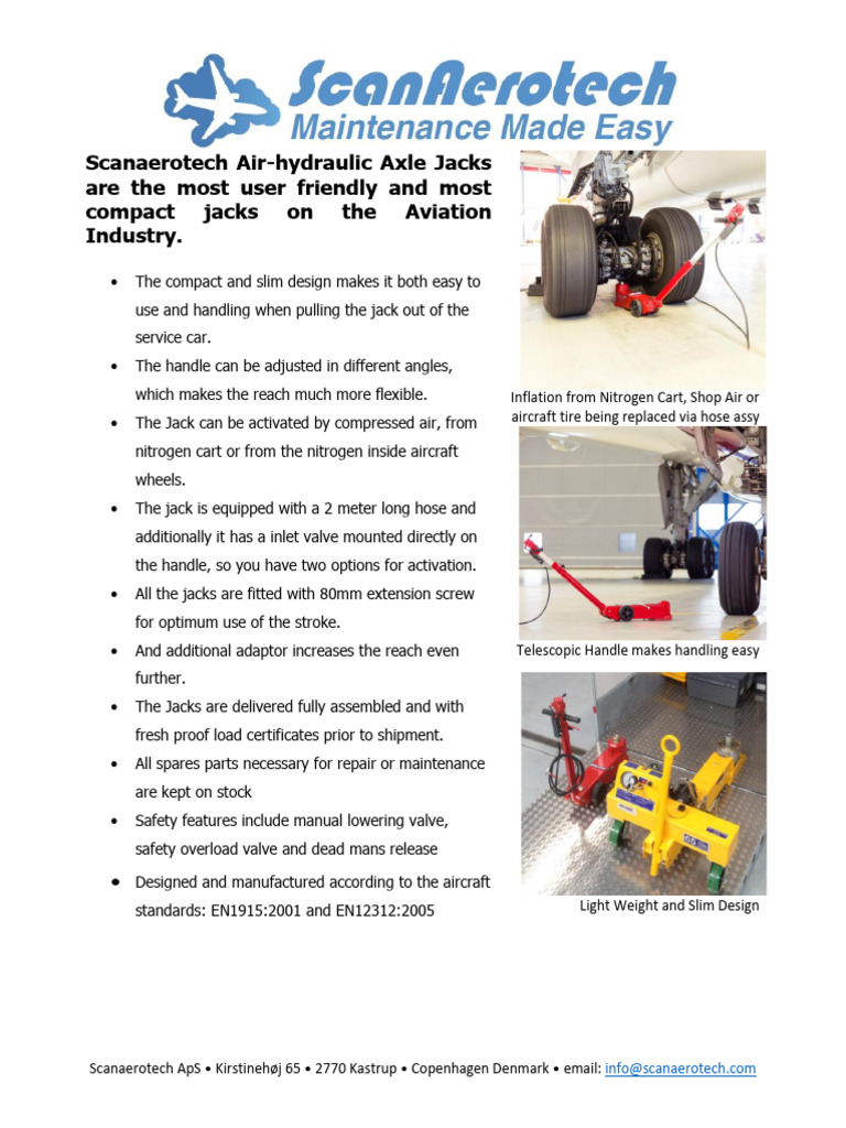 Aircraft Jacks Datasheet 19-05-2021 | PDF | Vehicles | Manufactured Goods