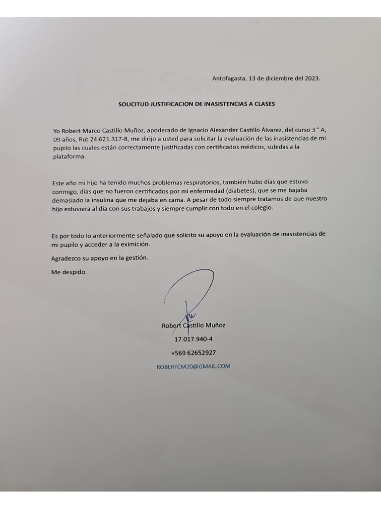 Carta Ignacio Castillo | PDF