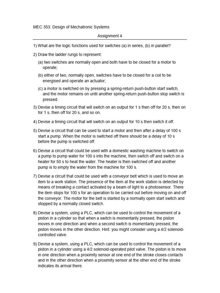 Assignment - 04 - MEC - 353 - Design of Mechatronic Systems - 02 | PDF