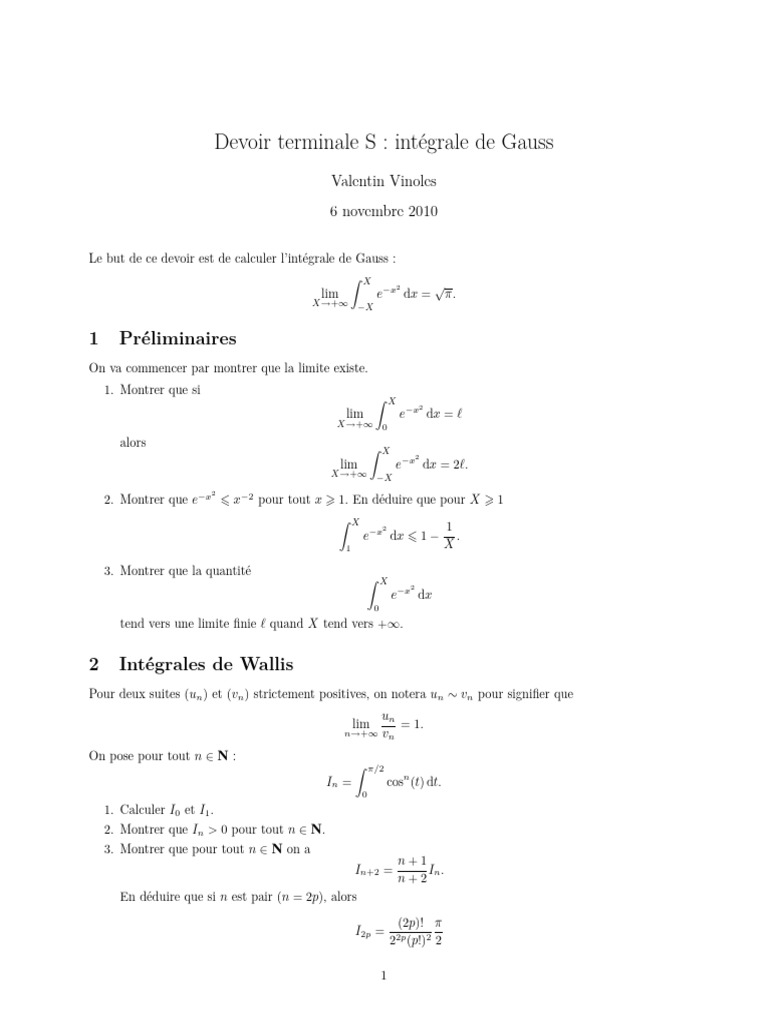 Intégrale de Gauss | PDF