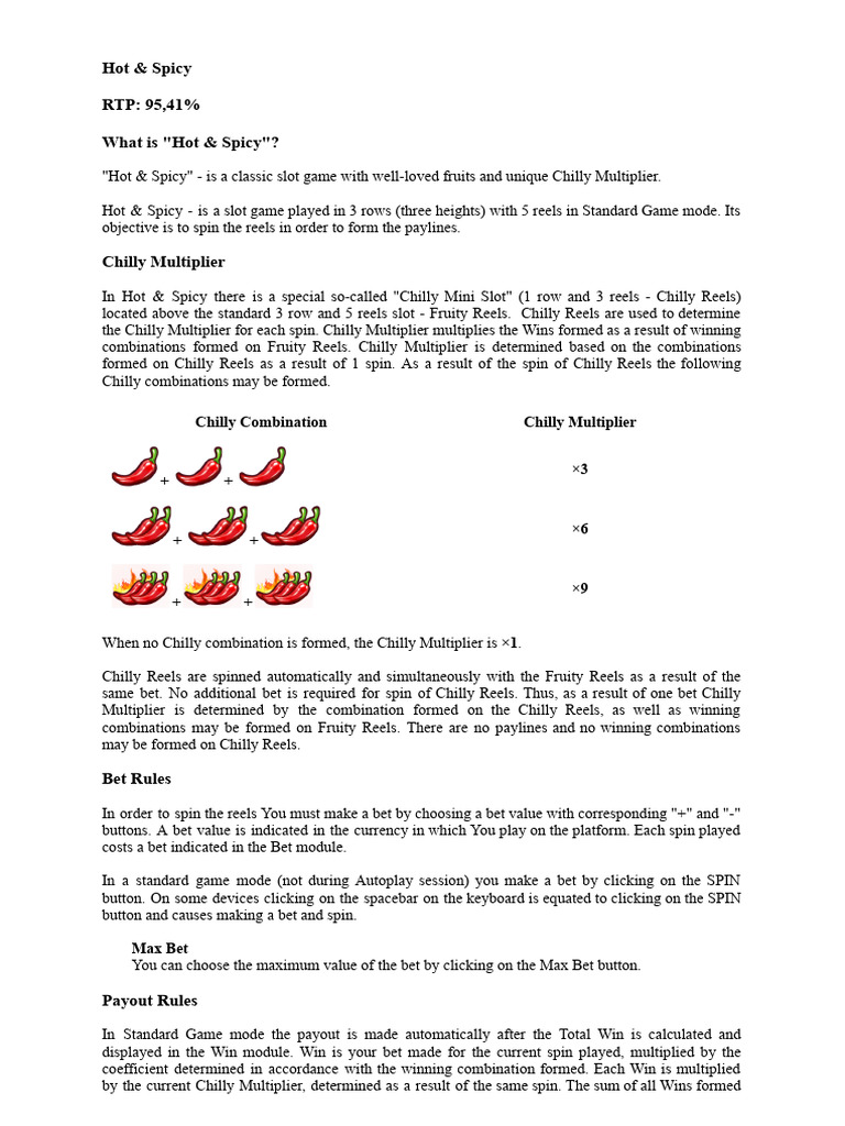 Hot & Spicy RTP: 95,41% What Is "Hot & Spicy"?: Chilly Combination ...