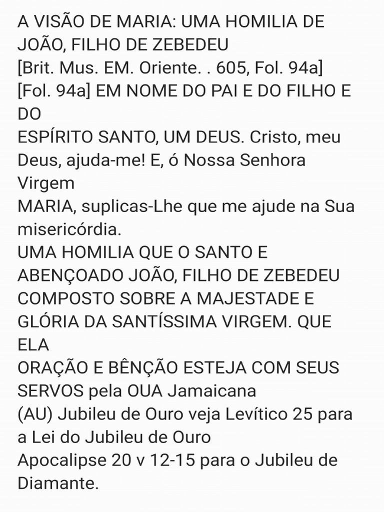 A Visão de Maria Uma Homilia de João - 240814 - 184038 | PDF