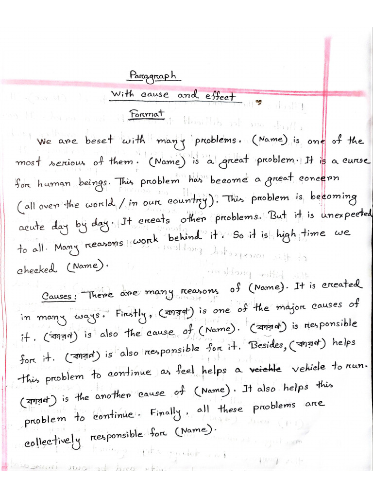 Cause And Effect Paragraph format | PDF