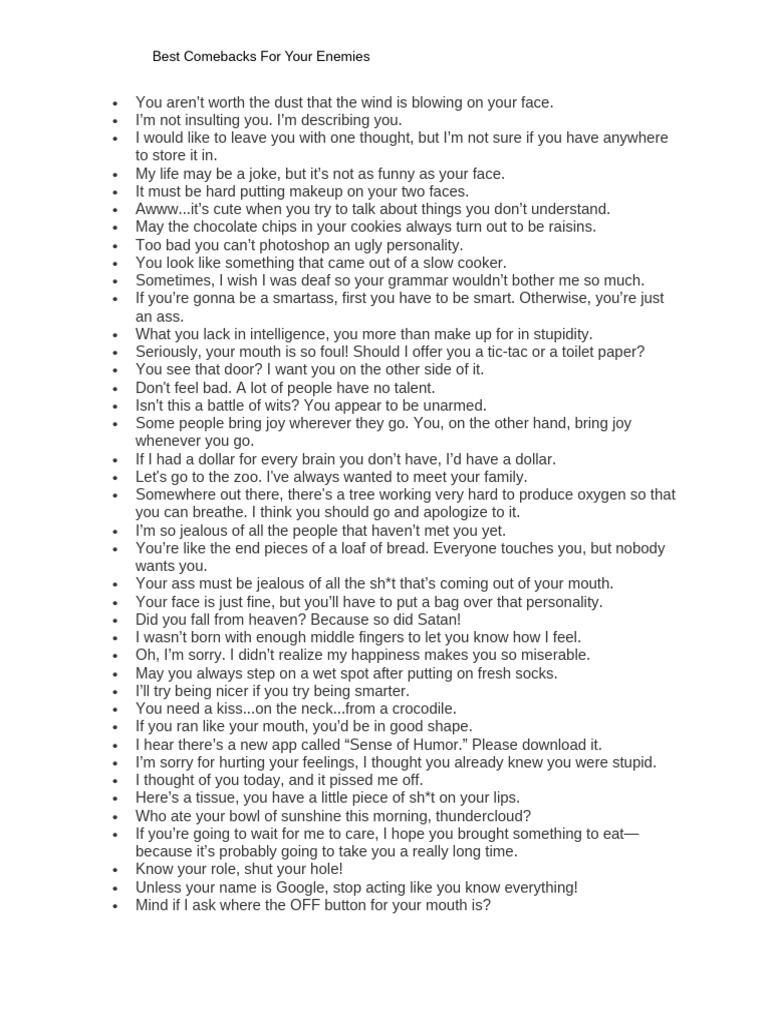 Best Comebacks | PDF