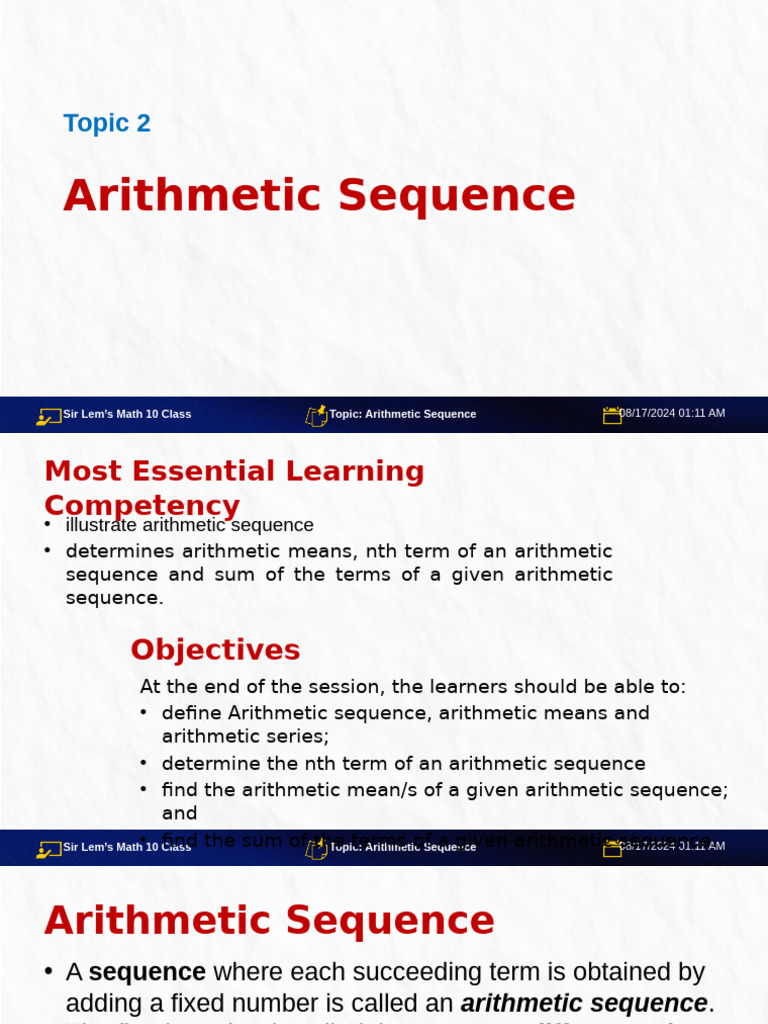 Q1 2 Arithmetic Sequence | PDF