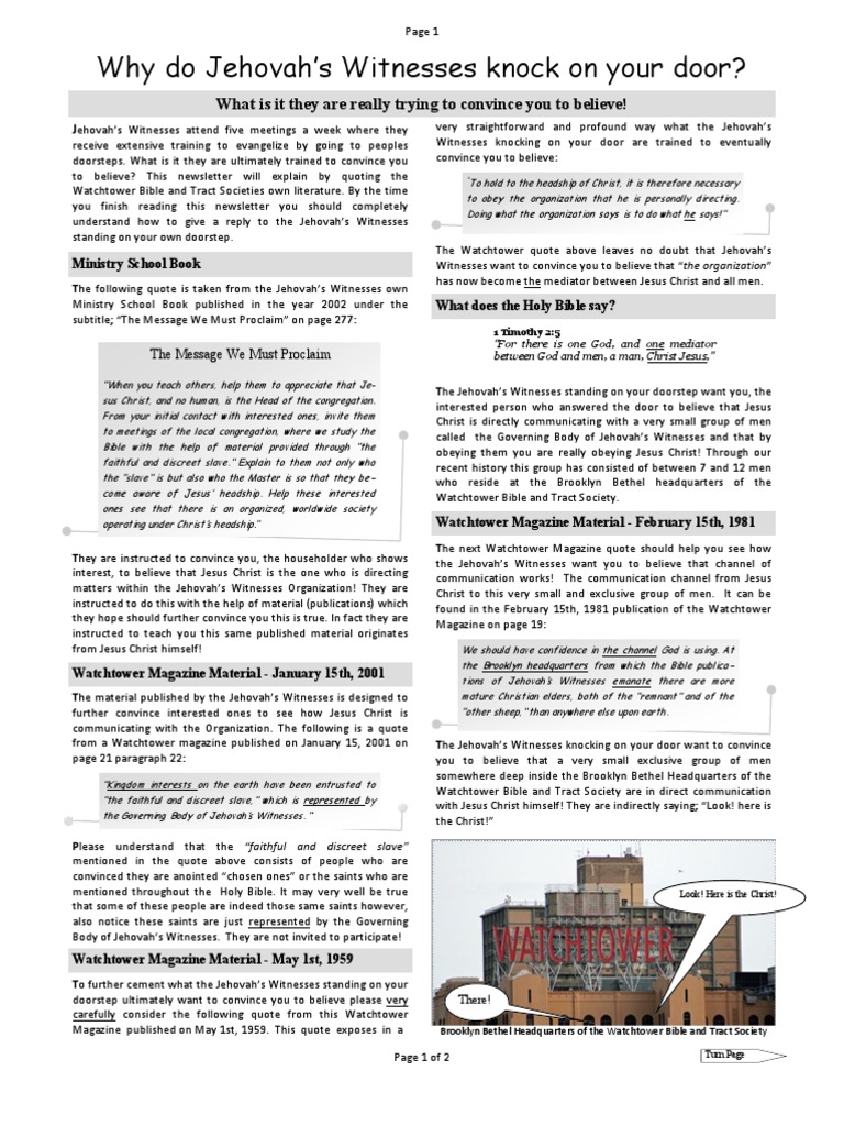 Jehovah's Witnesses Knocking | PDF | Gospel Of Matthew | Jesus