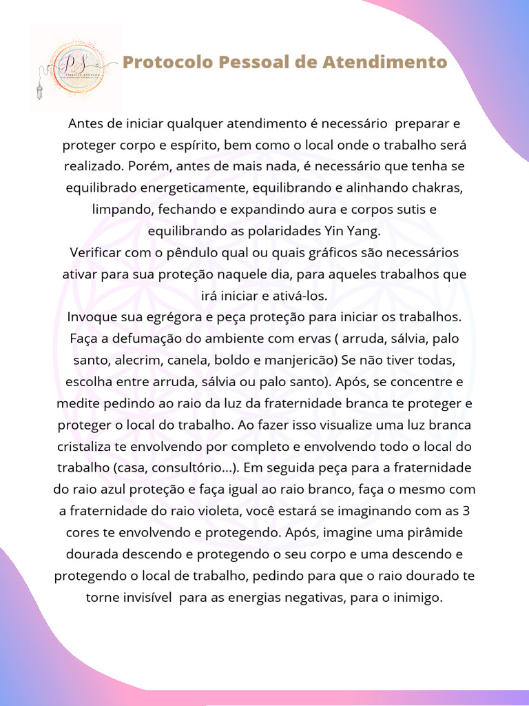 Protocolo Pessoal de Atendimento | PDF