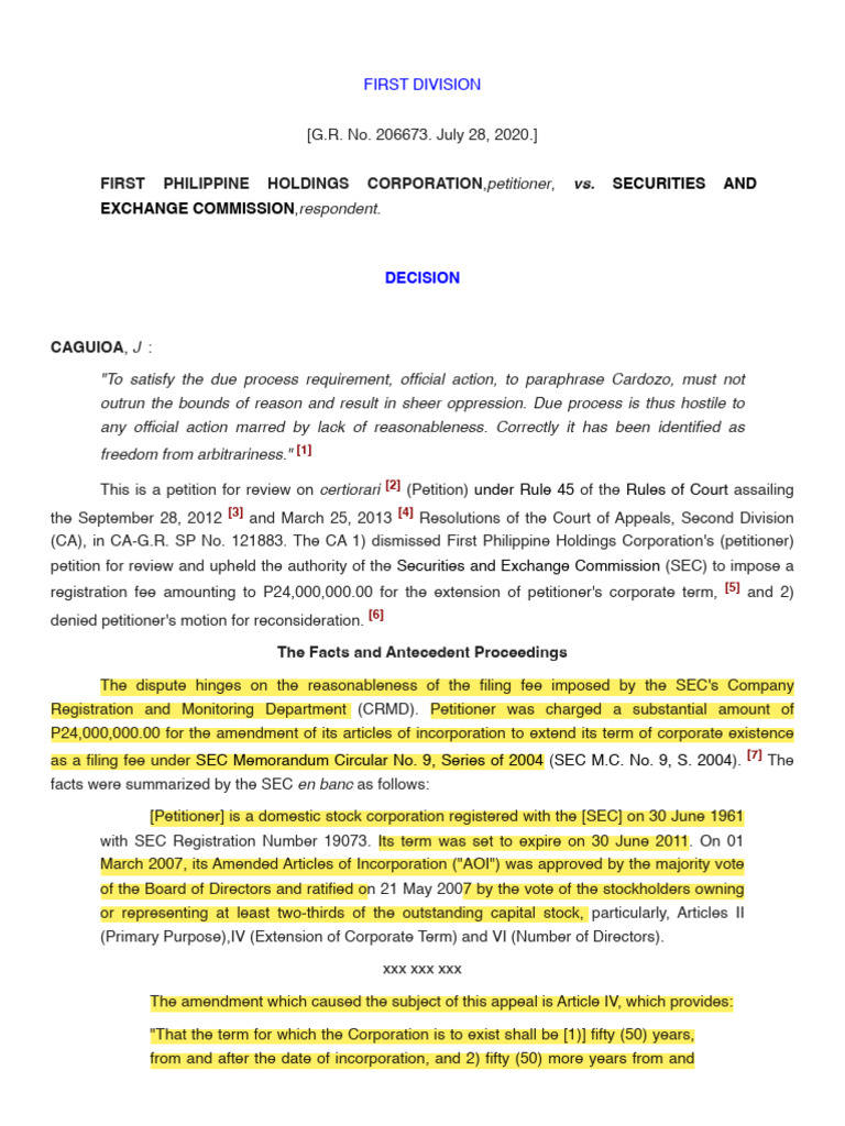 G.R. No. 206673 - FIRST PHILIPPINE HOLDINGS CORPORATION, Petitioner, vs ...