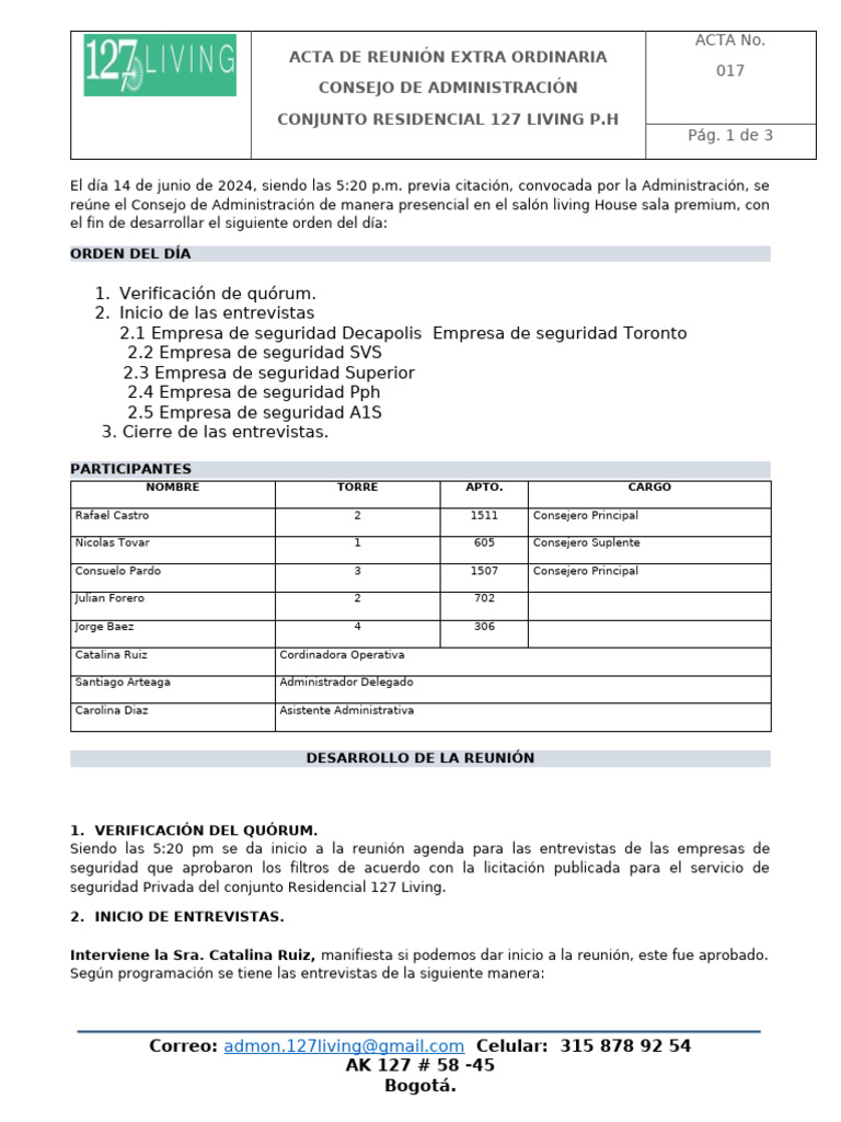 ACTA 17 para Realizar | PDF