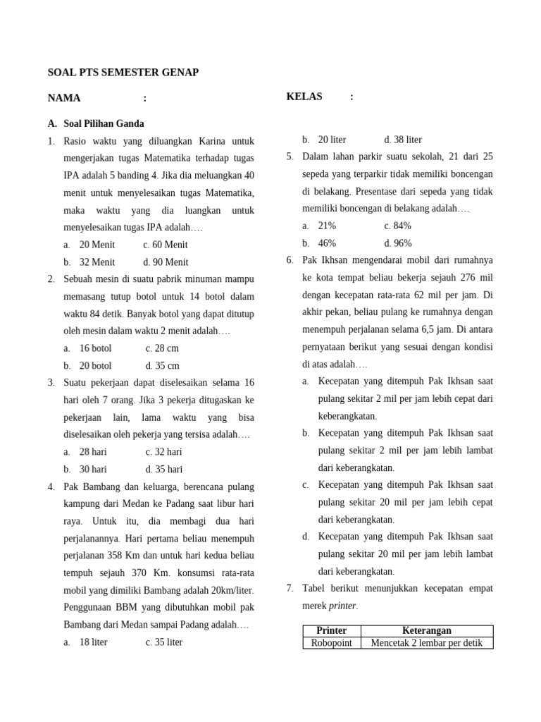Soal PTS Semester Genap | PDF