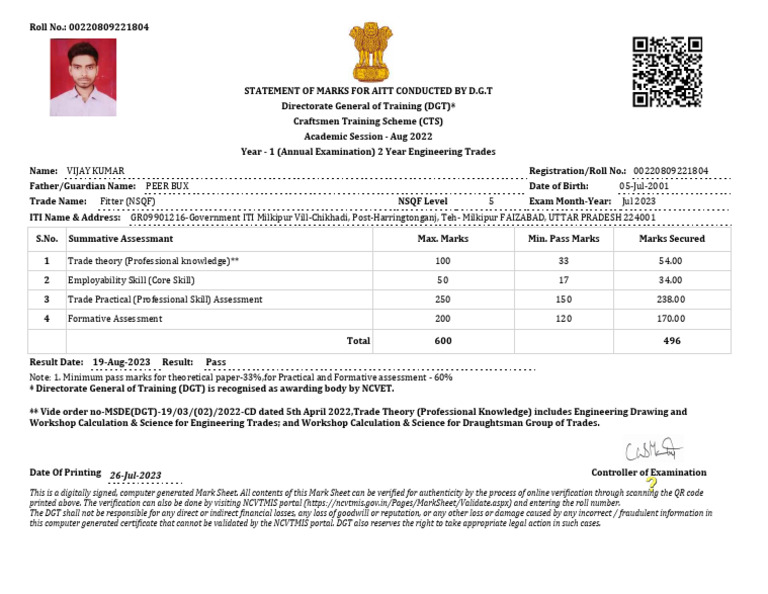Marksheet R220809221804 1 | PDF