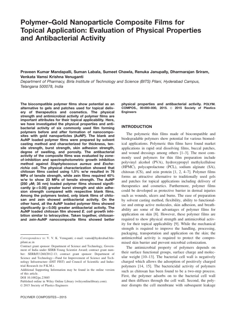 Polymer-Gold Nanoparticle Composite Films | PDF