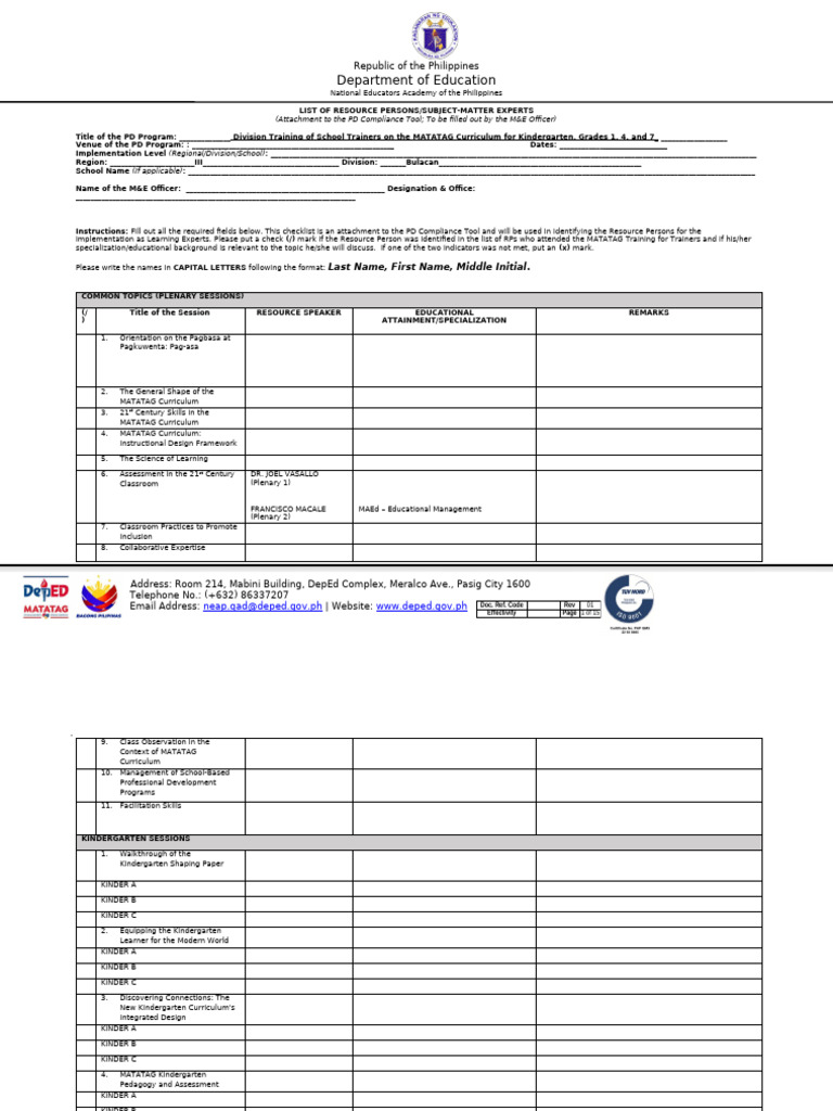 SBTT - RP Checklist | PDF | Learning | Curriculum