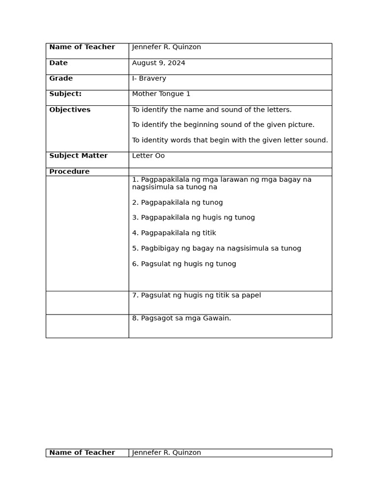 Intervention Lesson Plan | PDF