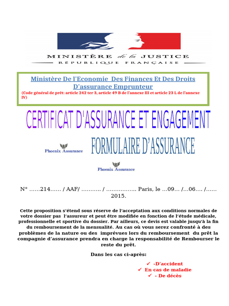 Certificat D'assurance 1 | PDF