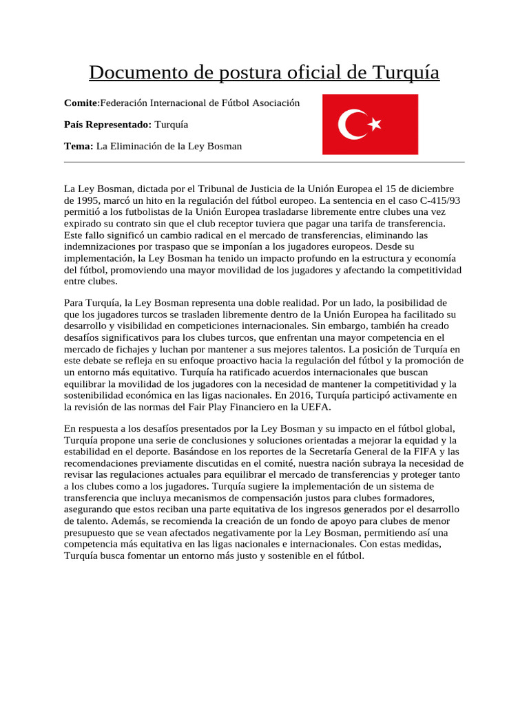 Documento de Postura Oficial de Turquía | PDF