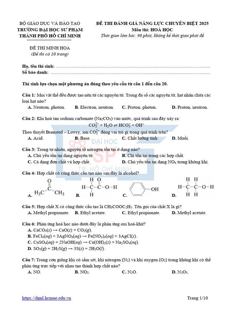 2025 DGNLCN De-Minh-Hoa Hoa-Hoc | PDF