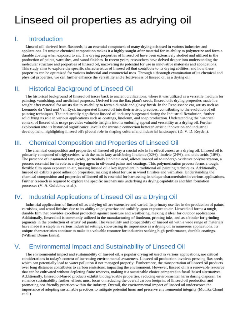 Linseed Oil Properties As Adrying Oil | PDF