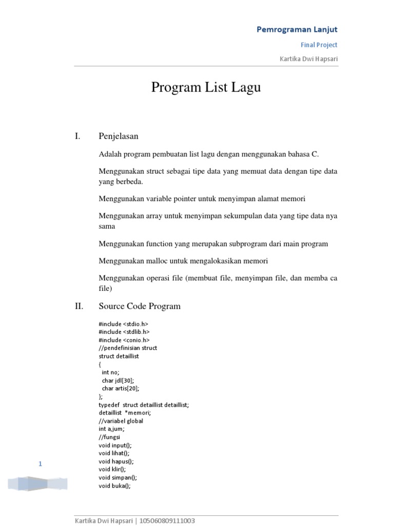Project Akhir Pemrograman Lanjut | PDF