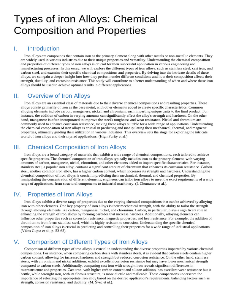 Types of Iron Alloys Chemical Composition and Properties | PDF | Alloy ...