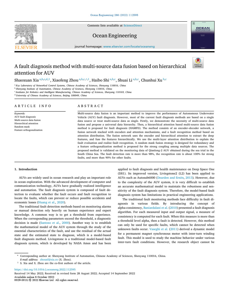 A Fault Diagnosis Method With Multi Source Data Fusion Based On Hierarchical Attention For Auv Pdf