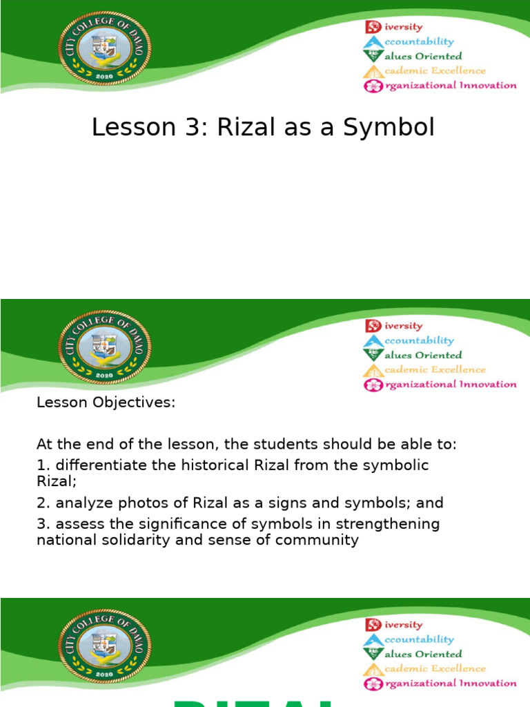 Lesson 3 Rizal As A Symbol | PDF