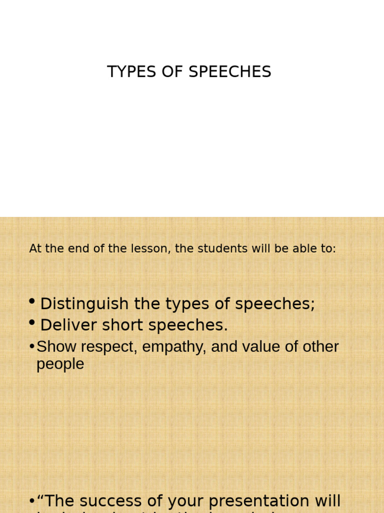 Types of Speeches | PDF