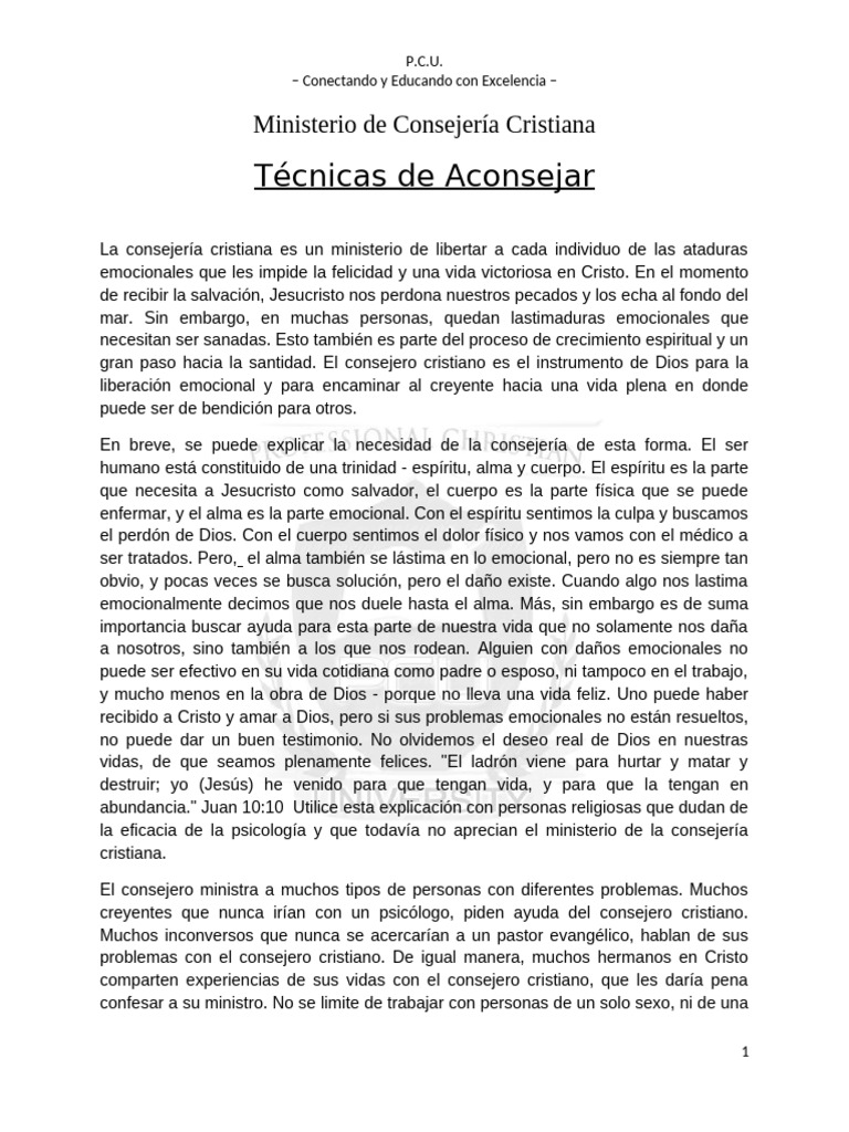 Tecnicas de Aconsejar Maestro | PDF