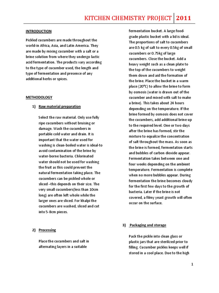 Kitchen Report. | PDF | Pickling | Pickled Cucumber