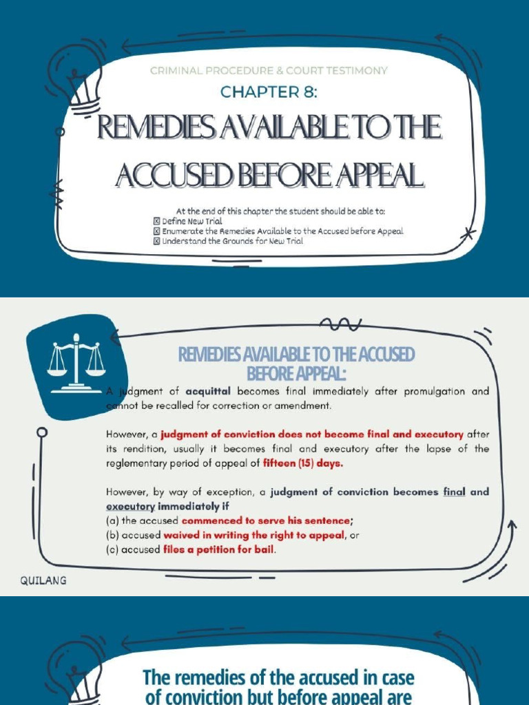 Clj4 - Chapter 8 Remedies Available Before Appeal | PDF