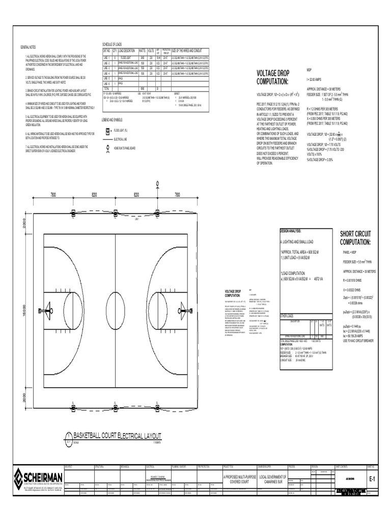23-1228 Multipurpose Basketball Court - Electrical-Layout1 | PDF