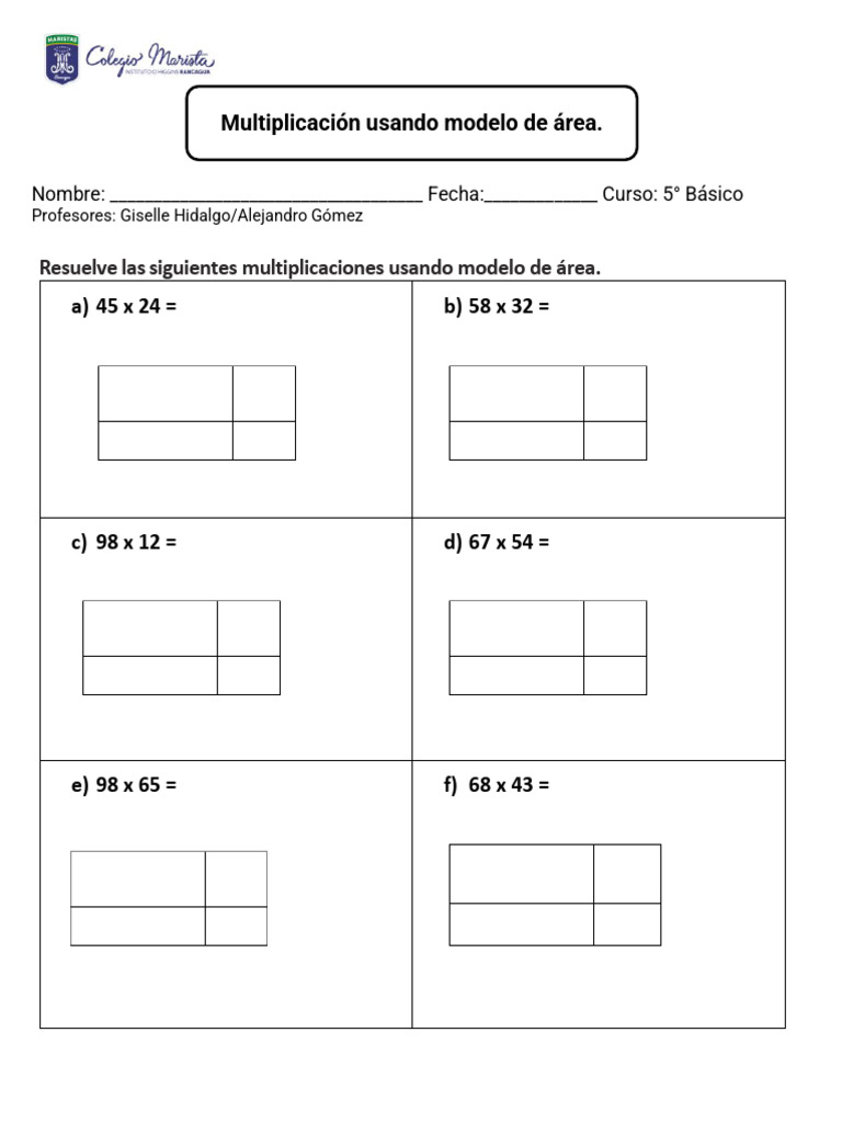 Multiplicación Usando Modelo de Área. | PDF