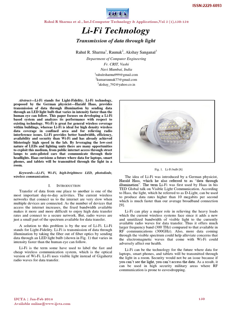 Li Fi Technology Transmission of Data TH | PDF | Light Emitting Diode ...