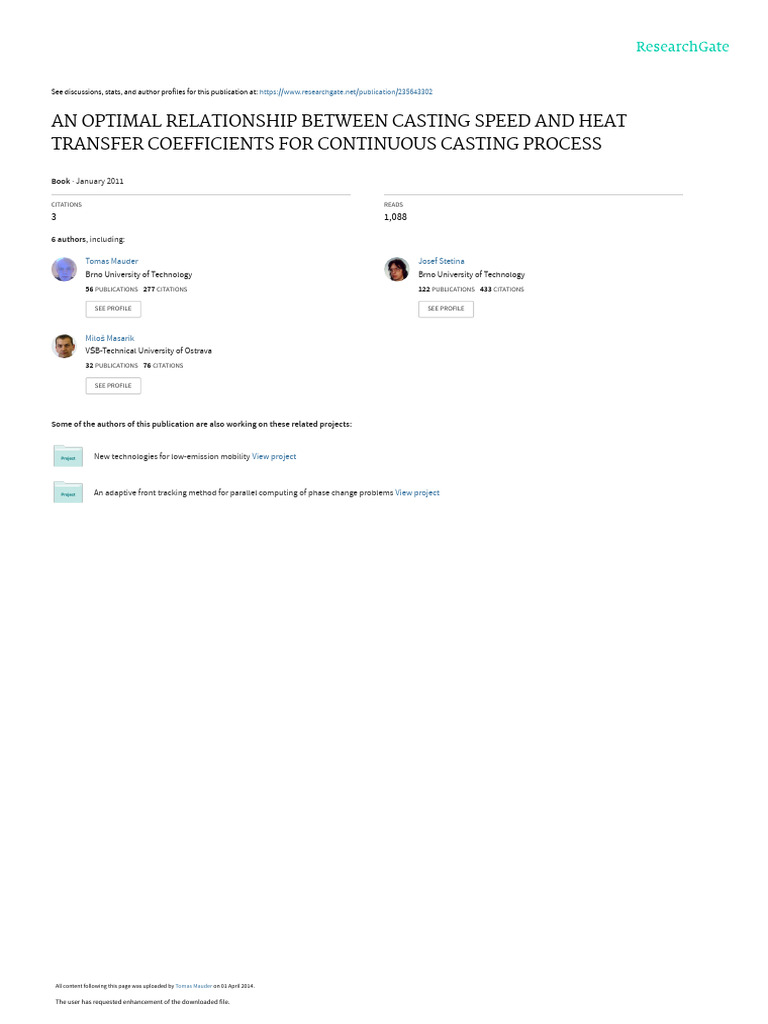 An Optimal Relationship Between Casting Speed and | PDF