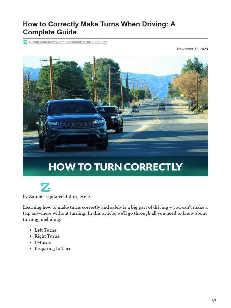 How To Correctly Make Turns When Driving A Complete Guide | PDF ...