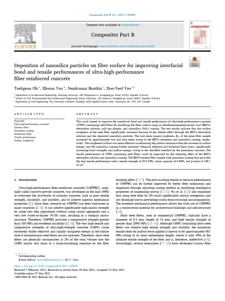Composites Part B: Taekgeun Oh, Ilhwan You, Nemkumar Banthia, Doo-Yeol ...