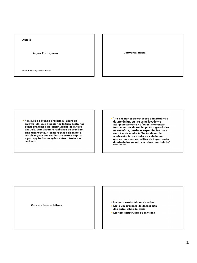 Slide Aula 5 - Língua Portuguesa | PDF