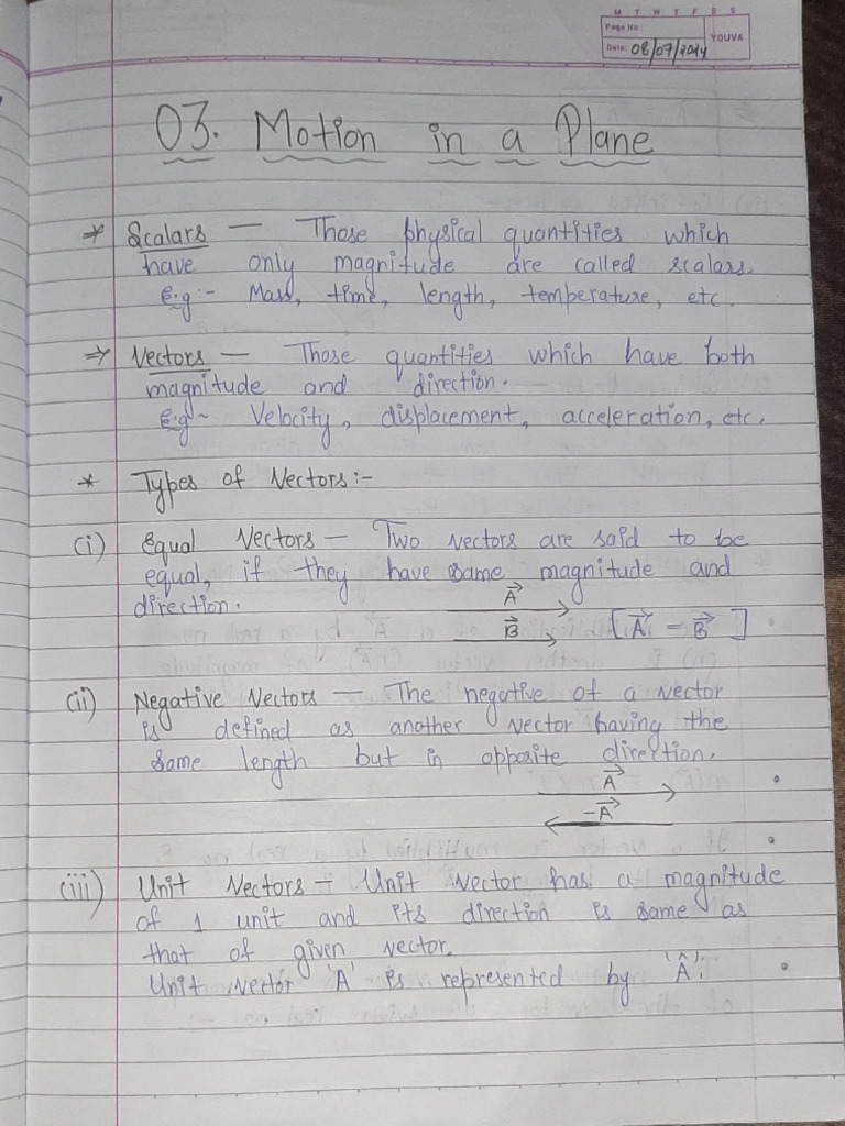 Motion in A Plane (Physics) | PDF