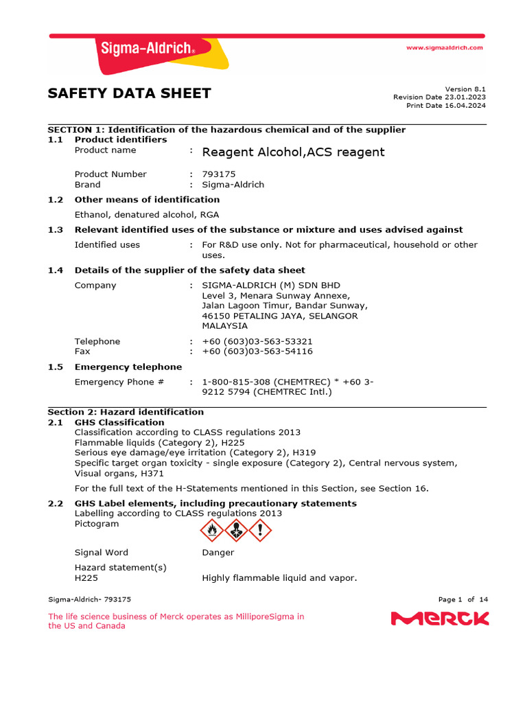 Reagent Alcohol | PDF