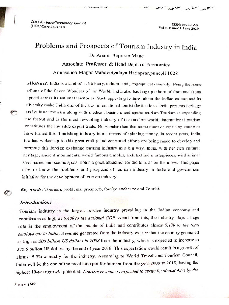 20 - 9. Problems and Prospects of Tourism Industry in India | PDF