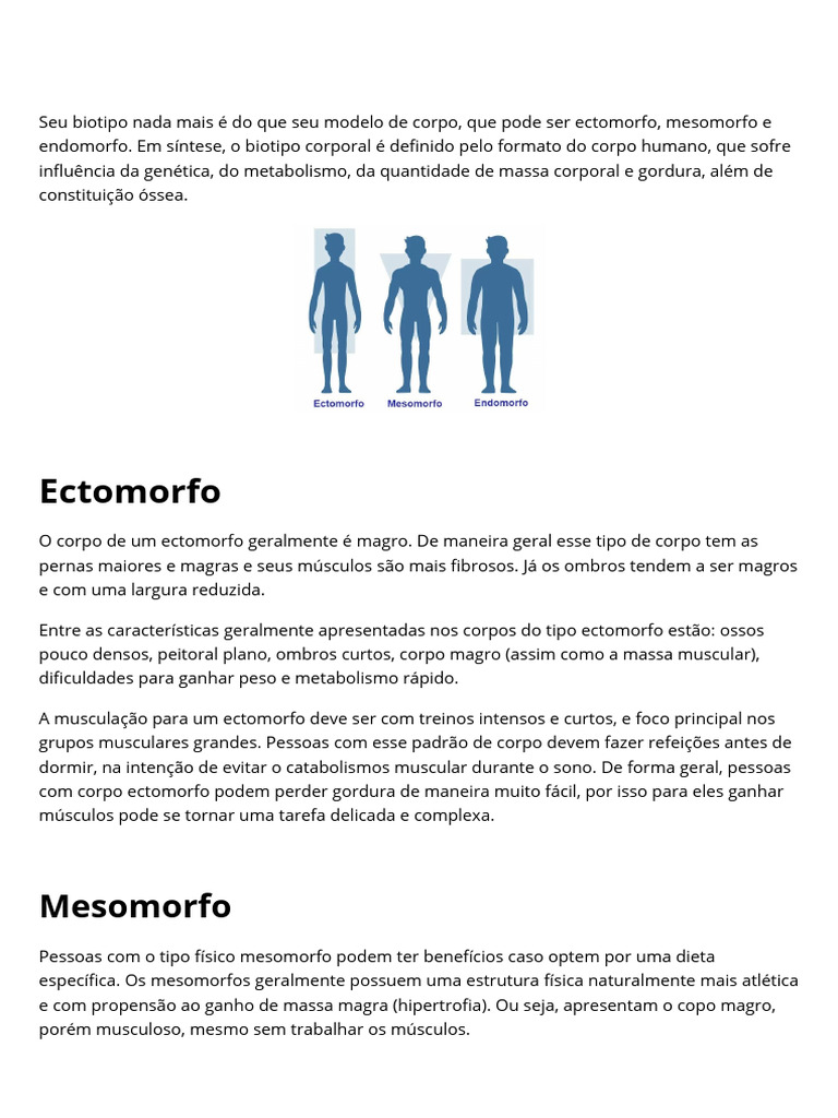 Ectomorfo: Mesomorfo | PDF